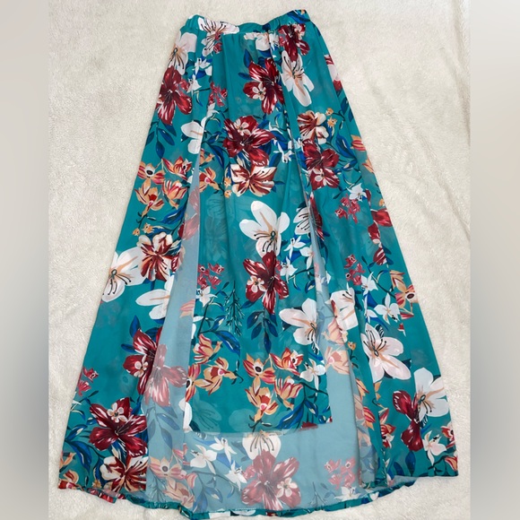 Amazon | Skirts | Tropical Split Leg Skirt With Built In Bottoms | Poshmark